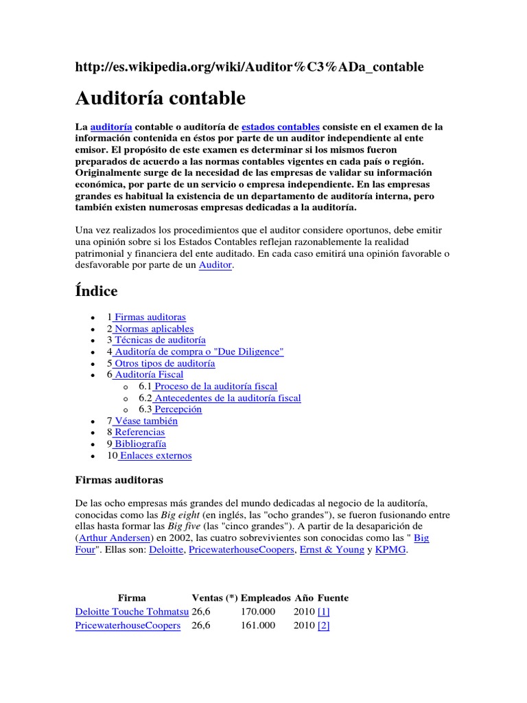 Auditoría Contable | PDF | Auditoría financiera | Empresas