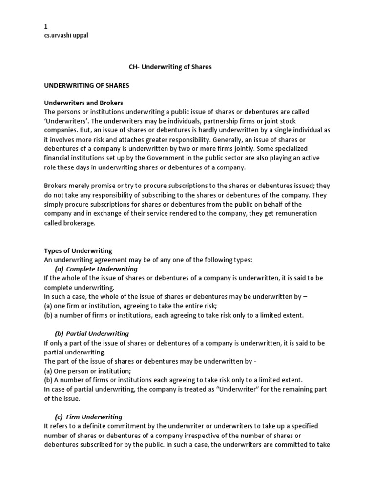 Underwriting Commision 1 | PDF | Underwriting | Equity (Finance)