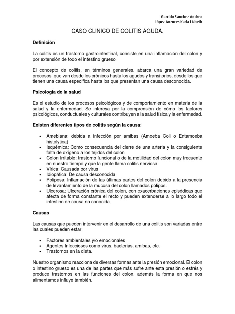 Tratamiento de Colitis Nerviosa y Aguda | PDF | Síndrome del intestino ...