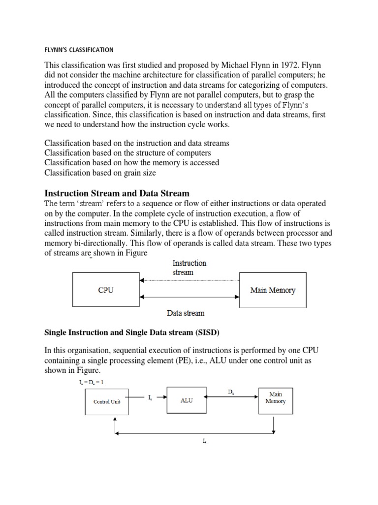 Instruction Stream and Data Stream: Flynn'S Classification | PDF ...