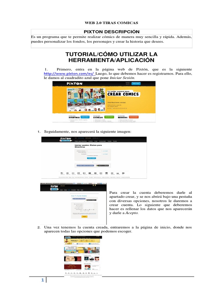 Tutorial Pixton | PDF | Cómics | Informática