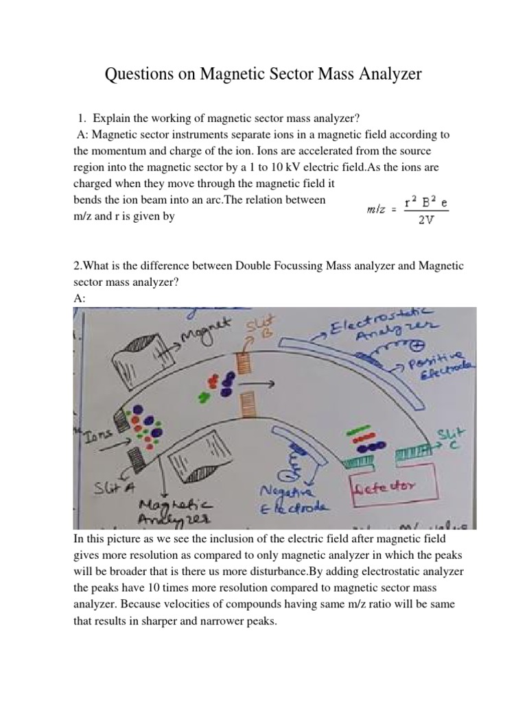 Questions On Magnetic Sector Mass Analyzer | PDF | Mass Spectrometry ...