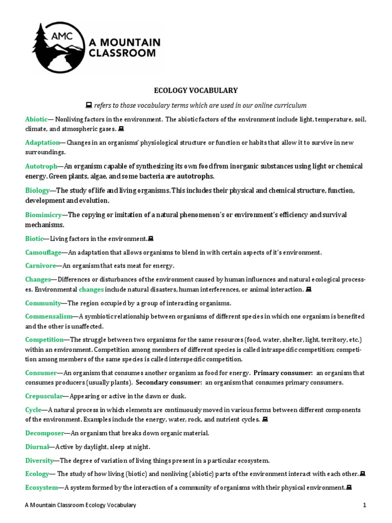 Forest Ecology Vocab Terms | PDF | Ecology | Ecosystem