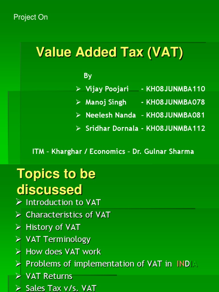 Value Added Tax (VAT) : Project On | PDF | Value Added Tax | Invoice