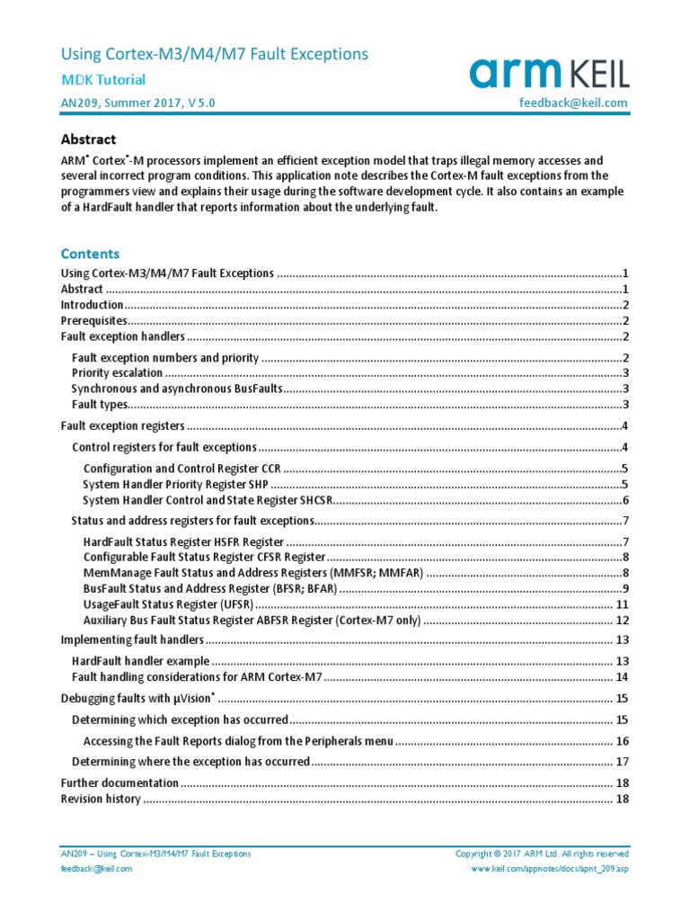 Using Cortex M3m4m7 Fault Exceptions Pdf Arm Architecture Central Processing Unit 