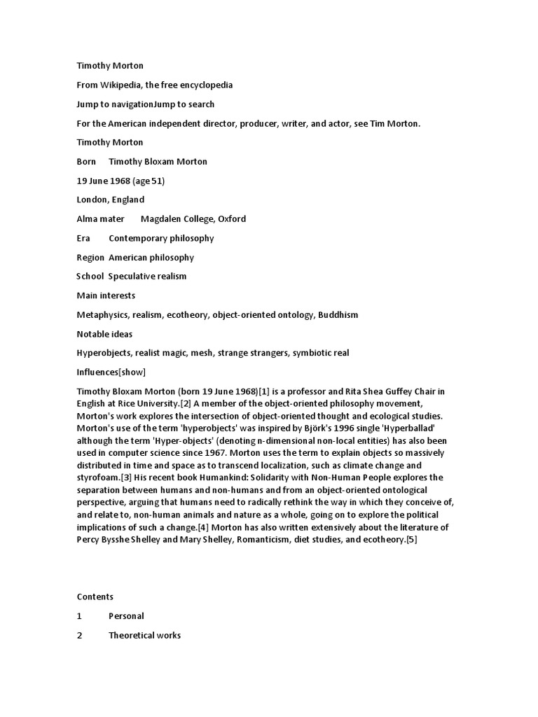 Timothy Morton | PDF | Science | Philosophical Science