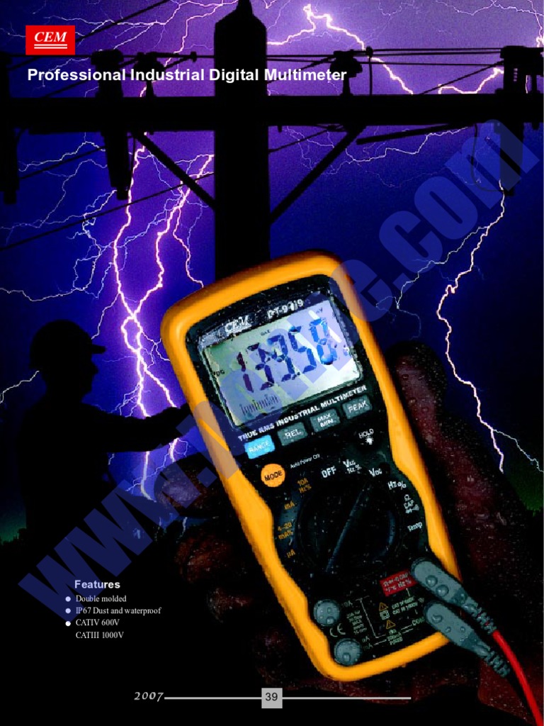 CEM 2007 Digital Multimeter PDF | PDF | Capacitor | Root Mean Square