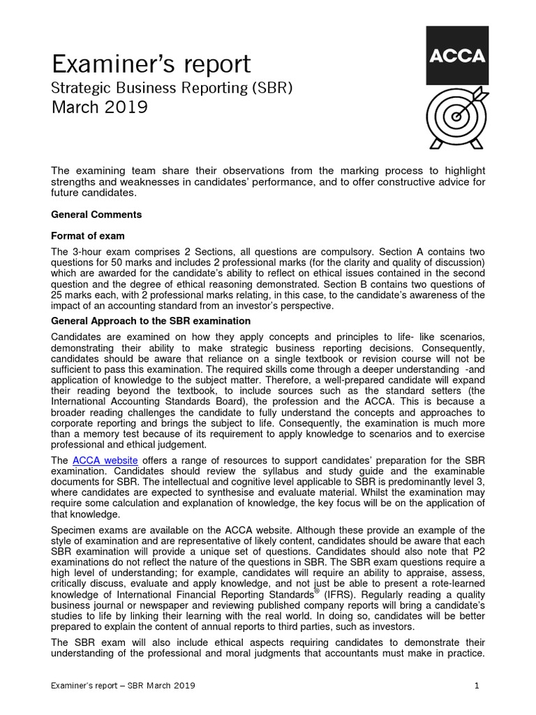 ACCA SBR Examination Report March 2019 | PDF | International Financial ...