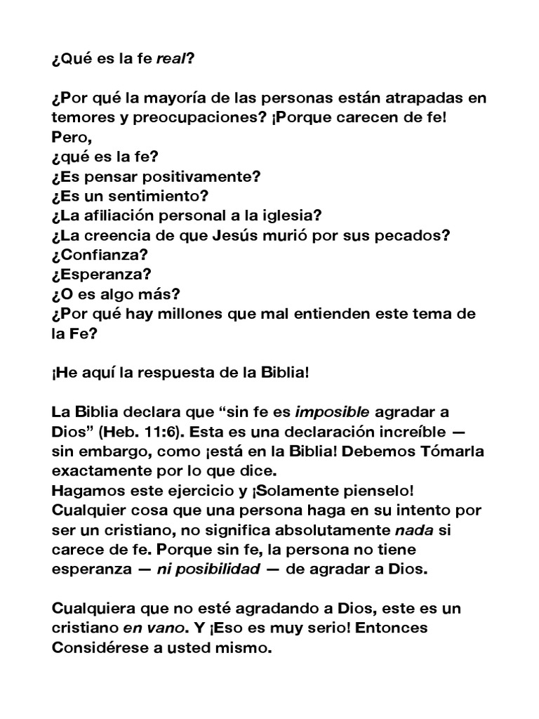 Que Es La Fe Real PDF | PDF | Fe | Cristo (título)