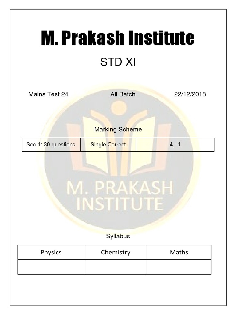 M. Prakash Institute: STD Xi | PDF | Boron | Carbon