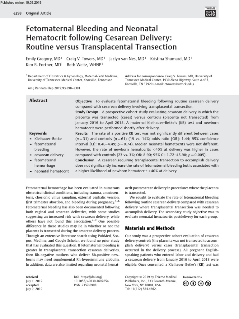 Fetomaternal Bleeding | PDF | Caesarean Section | Childbirth