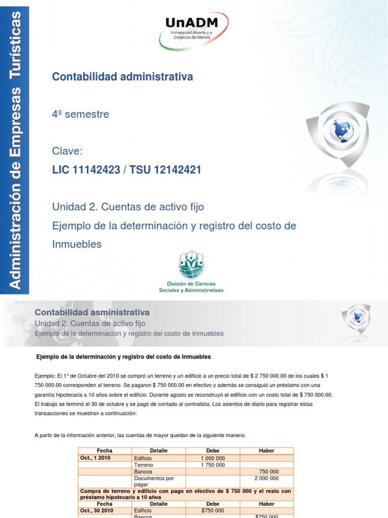 Ejemplo de La Determinacion y Registro Del Costo de Inmuebles | PDF ...