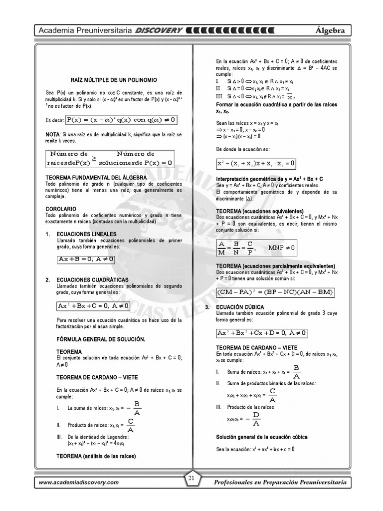 03 Algebra | PDF | Ecuaciones | Matemáticas De La Computación