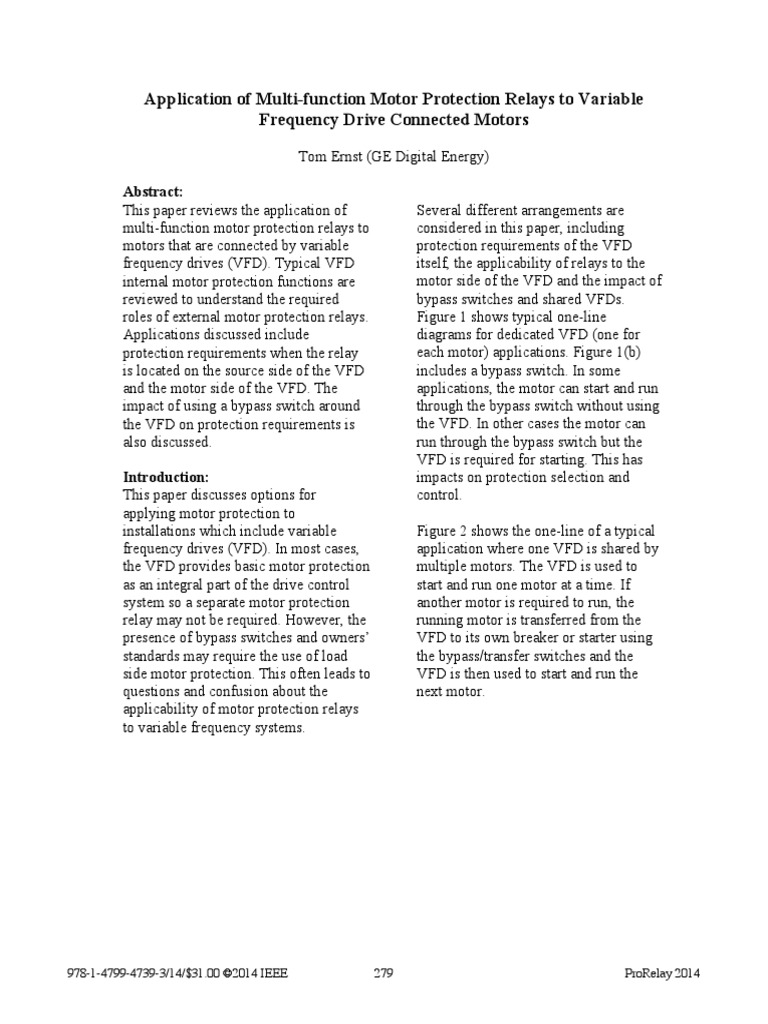Application of Multi-Function Motor Protection Relays To Variable ...