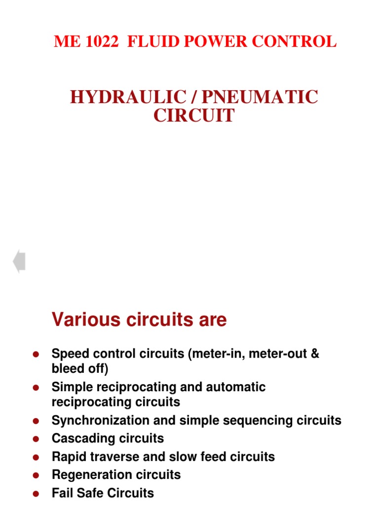Hydraulic / Pneumatic Circuit: Me 1022 Fluid Power Control | PDF ...