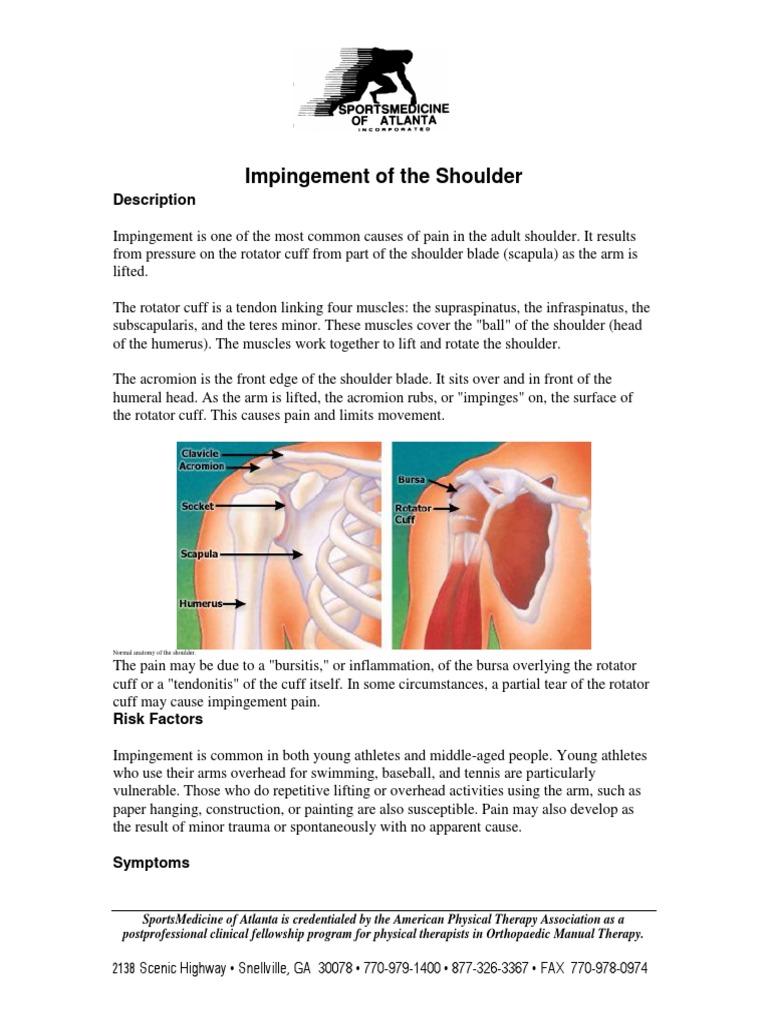 Impingement of The Shoulder: Description | PDF | Shoulder | Physical ...