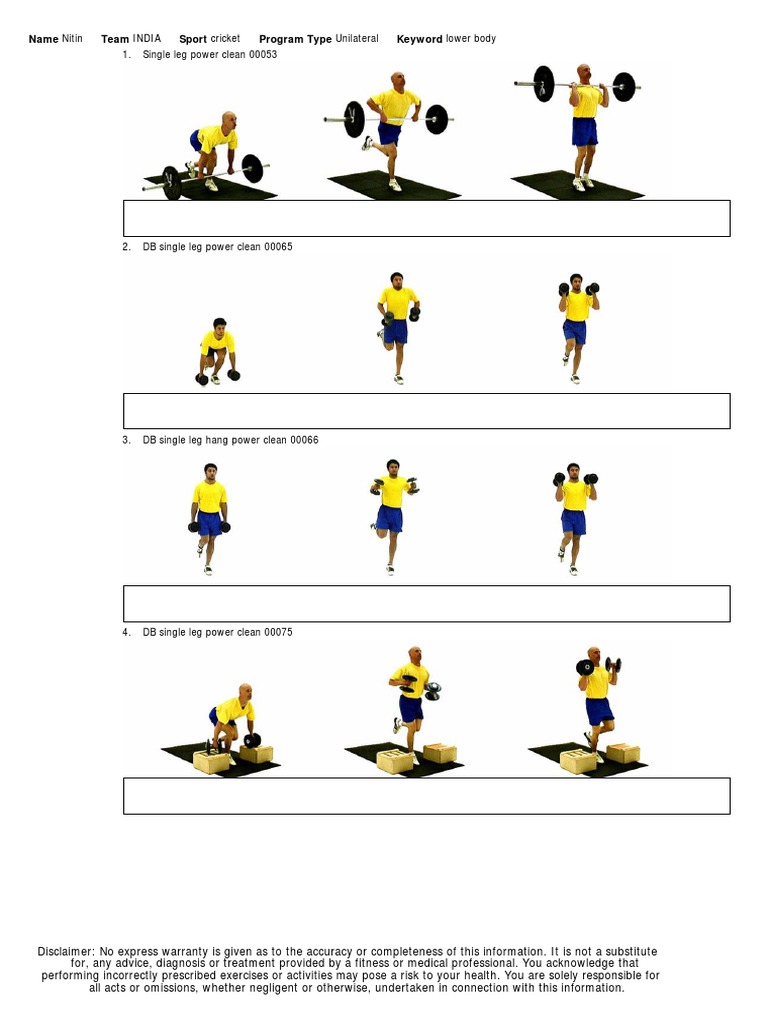 Nitin Unilateral Lower Body | PDF | Anatomical Terms Of Motion | Hip