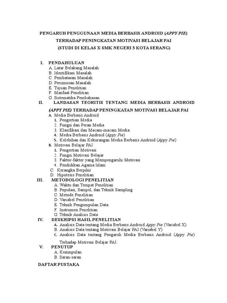 Contoh Format Outline Skripsi | PDF
