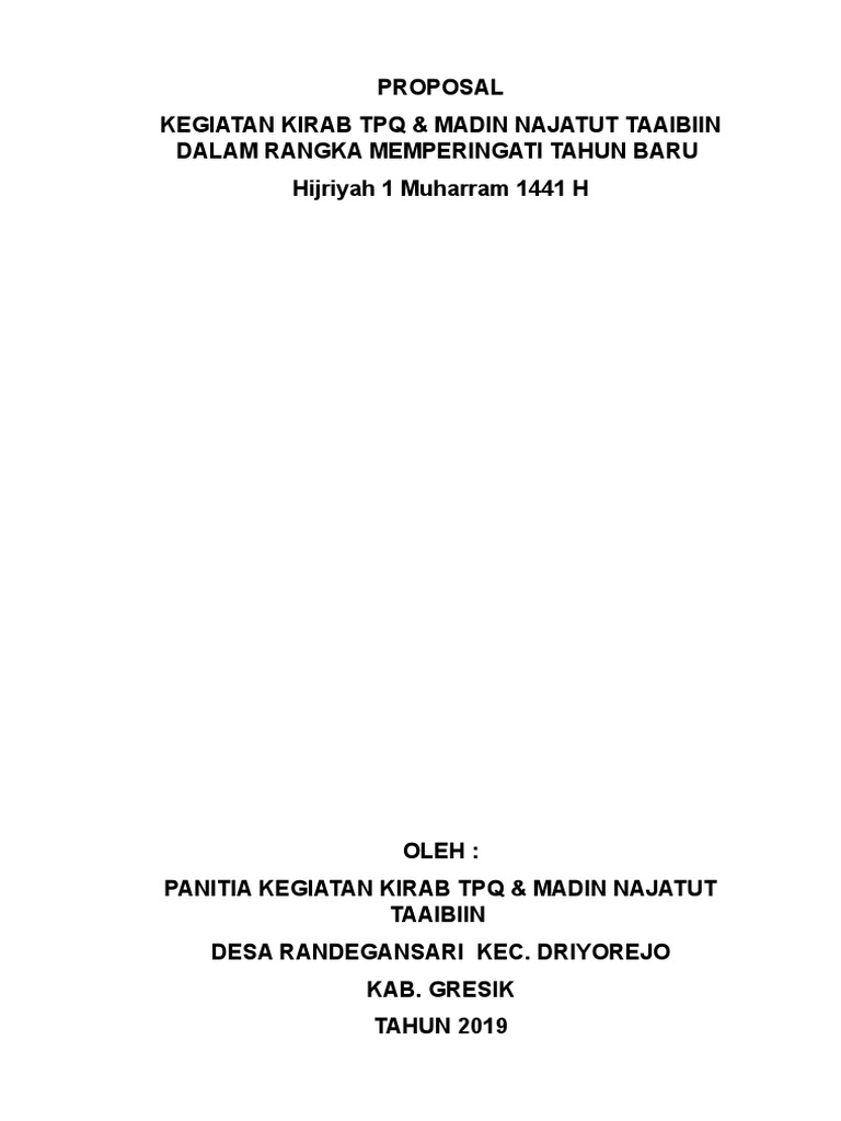 PROPOSAL Pengajuan Dana Kirab TPQ & Madin (10 | PDF