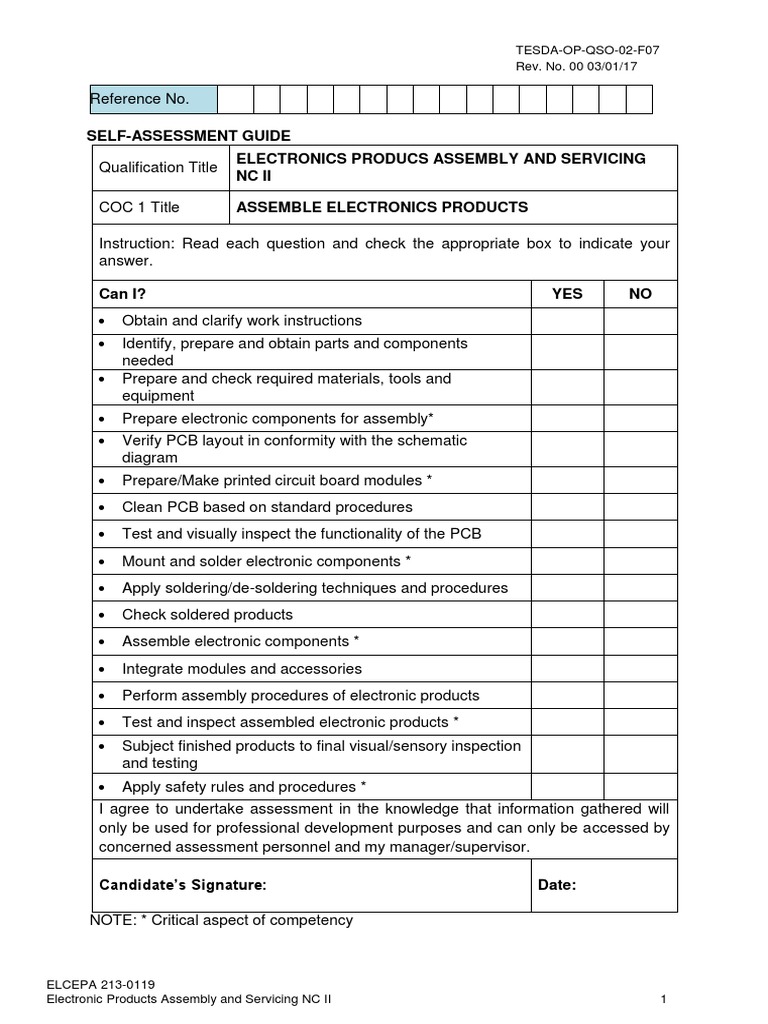 EPAS NC II Self-Assessment Guide | PDF | Printed Circuit Board ...