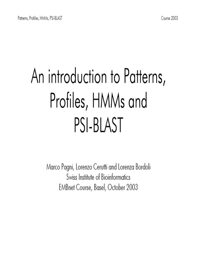 An Introduction To Patterns, Profiles, Hmms and Psi-Blast | Download ...