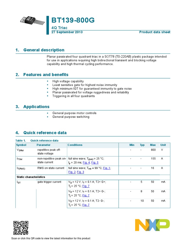BT139-800G (4q-Triac) | PDF | Contractual Term | Damages