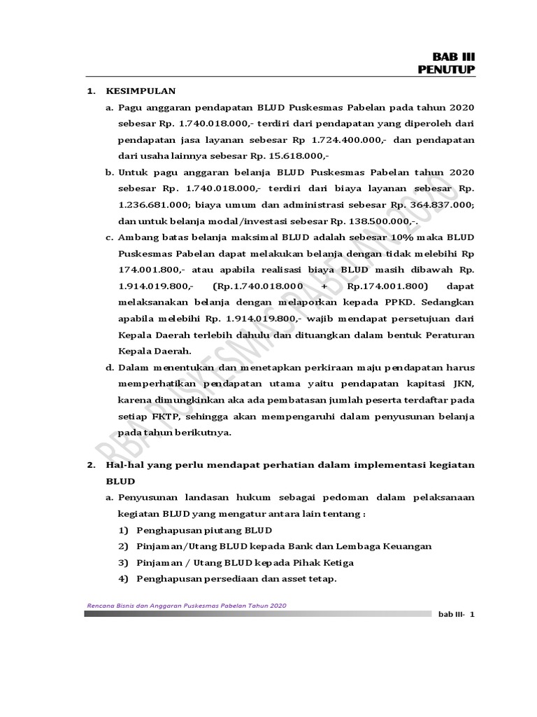 Rba Puskesmas Pabelan 2020 Bab Iii | PDF
