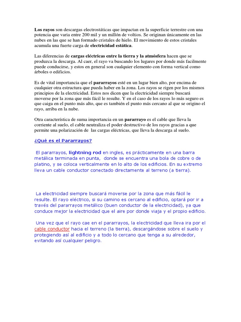 Cómo funciona un pararrayos | PDF | Relámpago | Fuerza