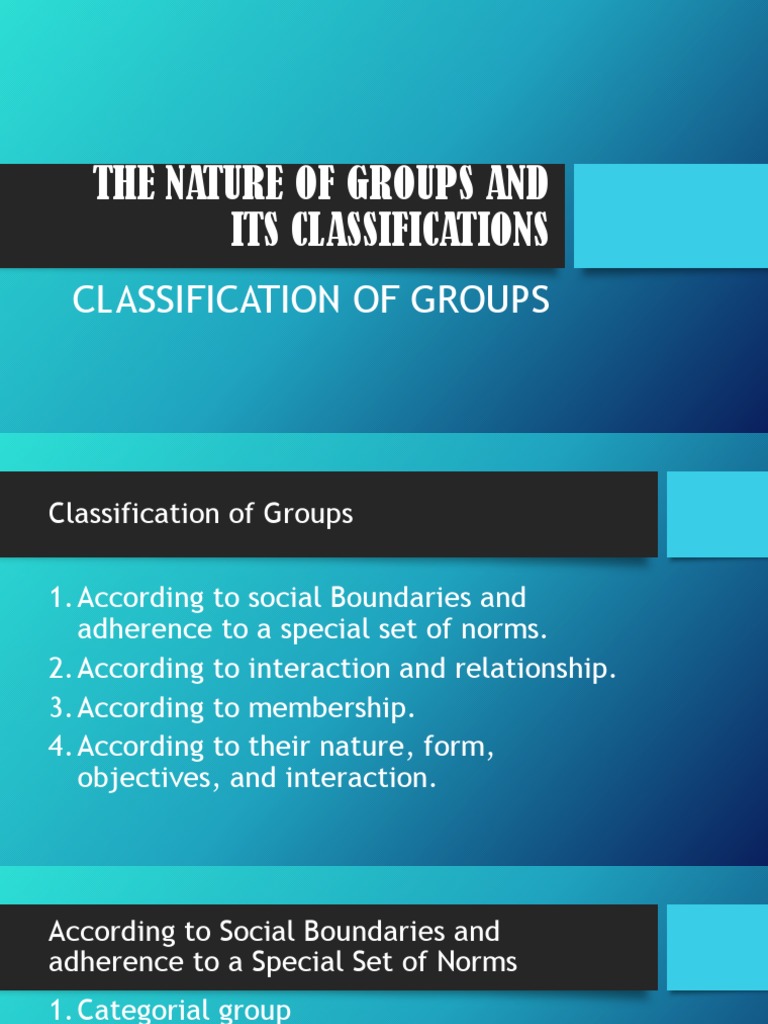 The Nature of Groups and Its Classifications | PDF | Goal | Community