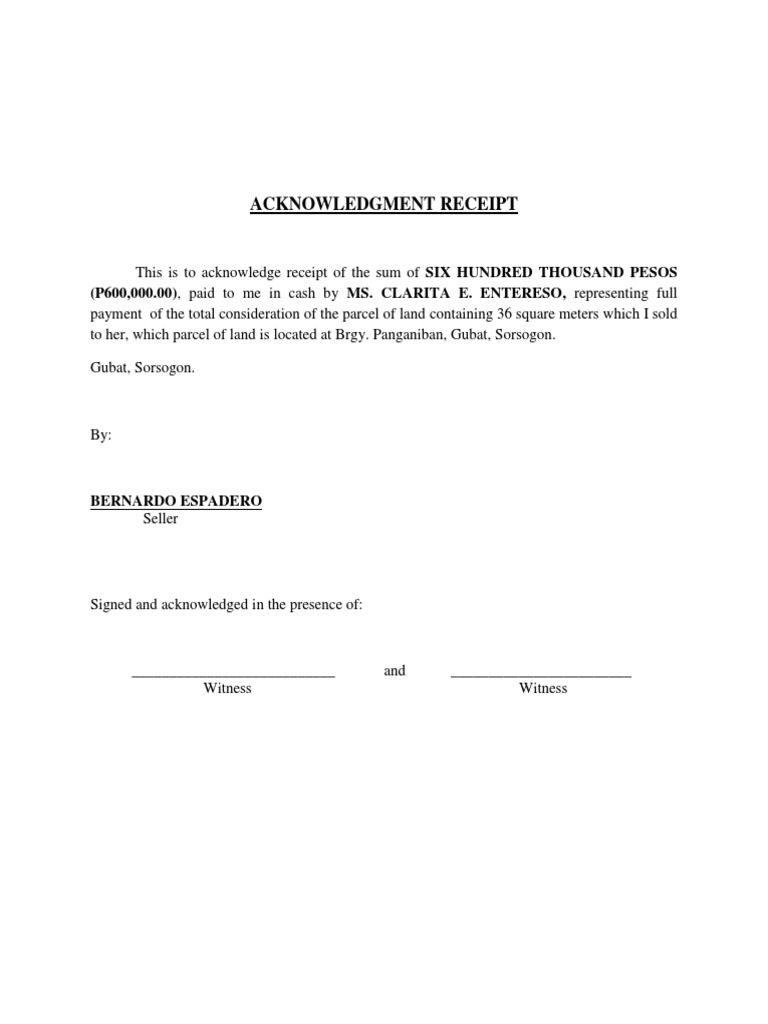 Acknowledgment Receipt For Bir2 | PDF | Cooking, Food & Wine | Law