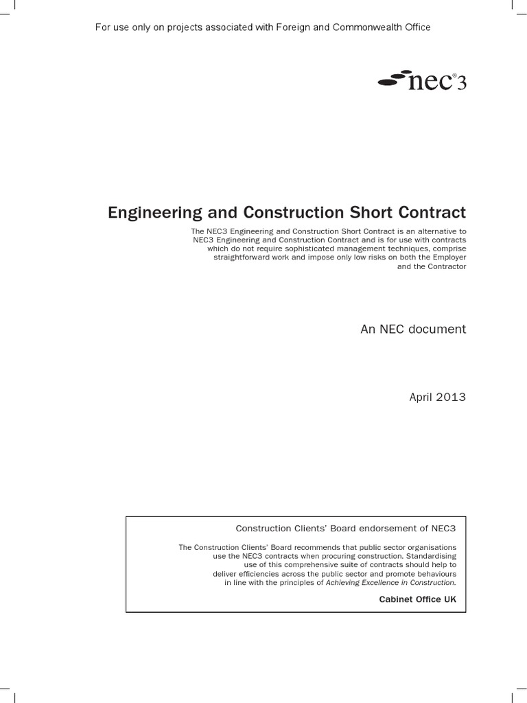 Engineering and Construction Short Contract April 2013 NEC3 PDF | PDF ...