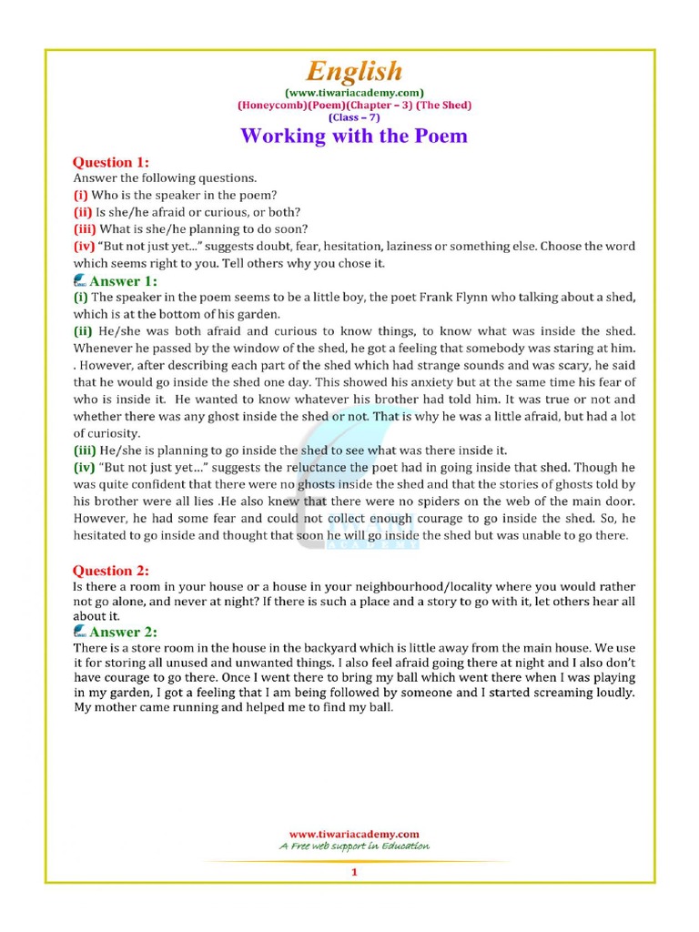 7 English NCERT Solutions Honeycomb Chapter 3 Poem 1 1200x1698 | PDF