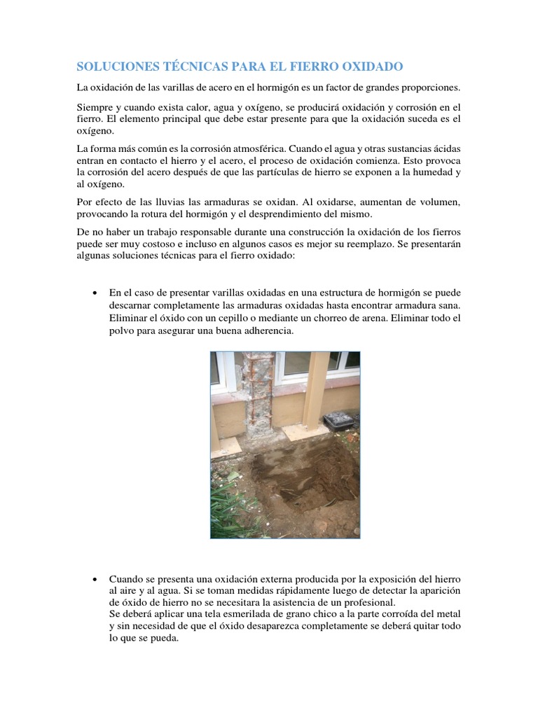 Soluciones Del Fierro Oxidado | PDF | Hierro | Hormigón