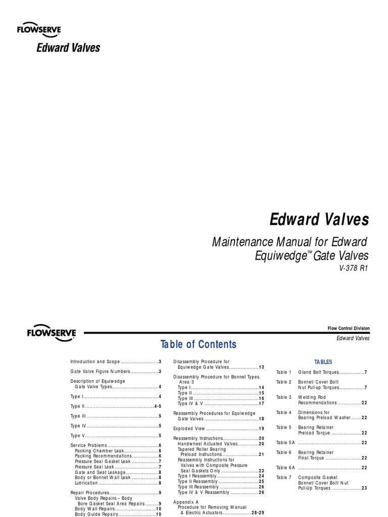 Maintenance Manual For Edward Equiwedge Gate Valves | PDF | Valve | Leak