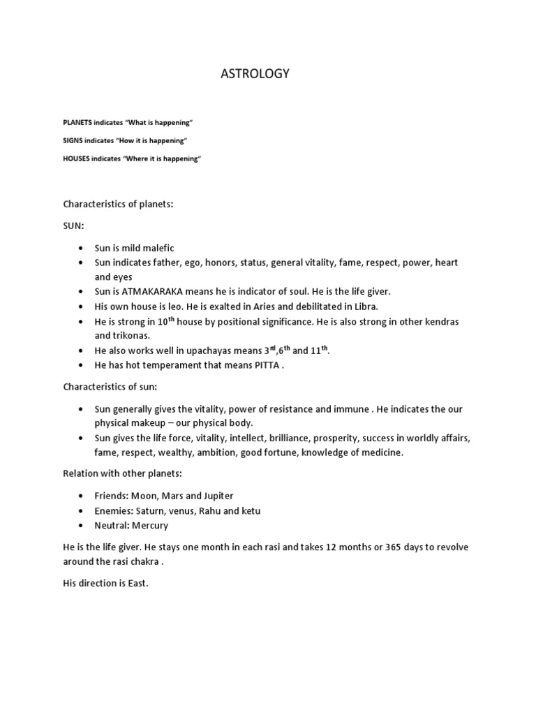 Astrological Notes | PDF | Planets In Astrology | Divination