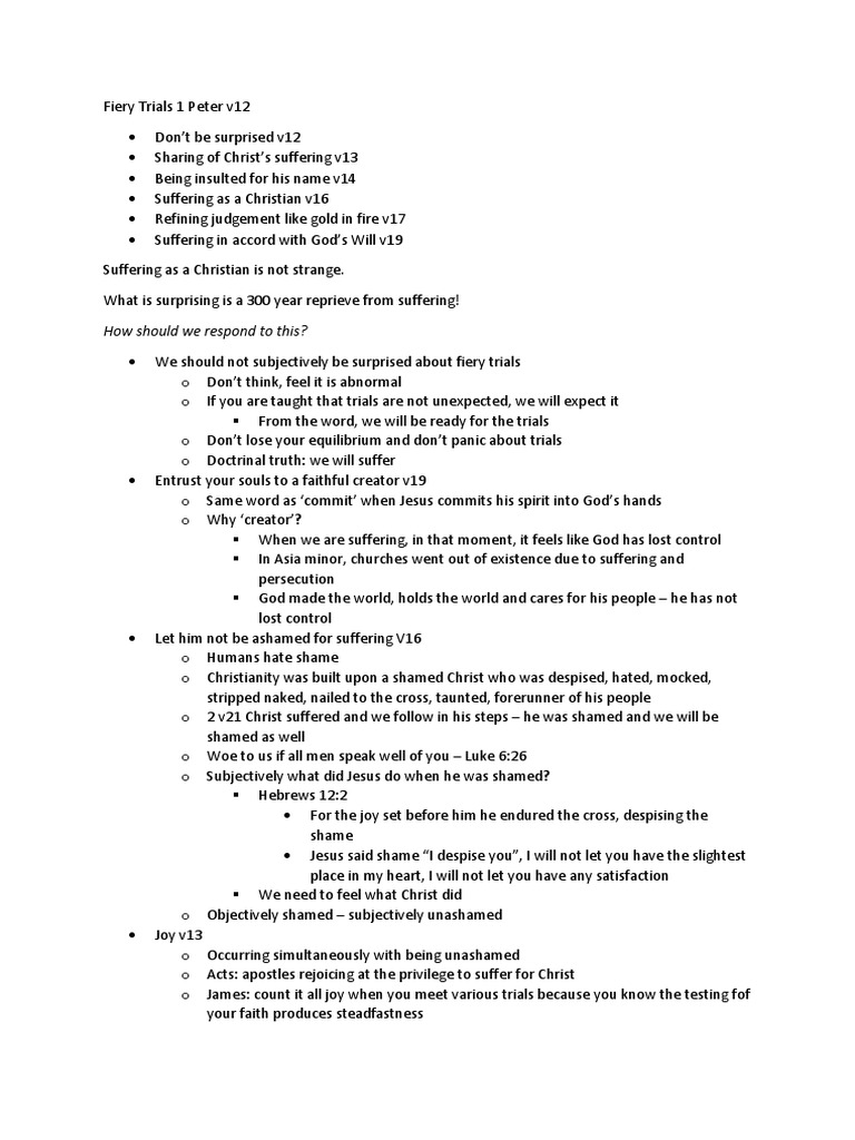 Fiery Trials 1 Peter v12 | PDF | Jesus | Good Works