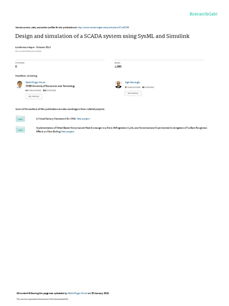 Design and Simulation of A Scada System Using Sysml and Simulink | Download Free PDF | Unified ...