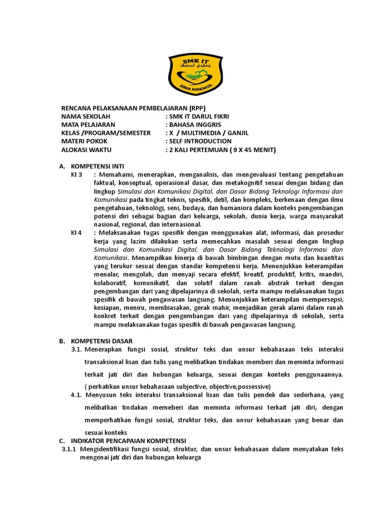 RPP Self Introduction - Doc 2019 | PDF