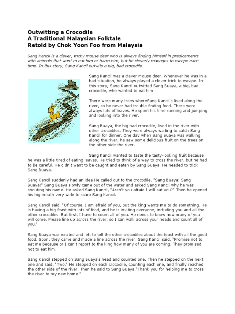 Outwitting A Crocodile A Traditional Malaysian Folktale Retold by Chok ...