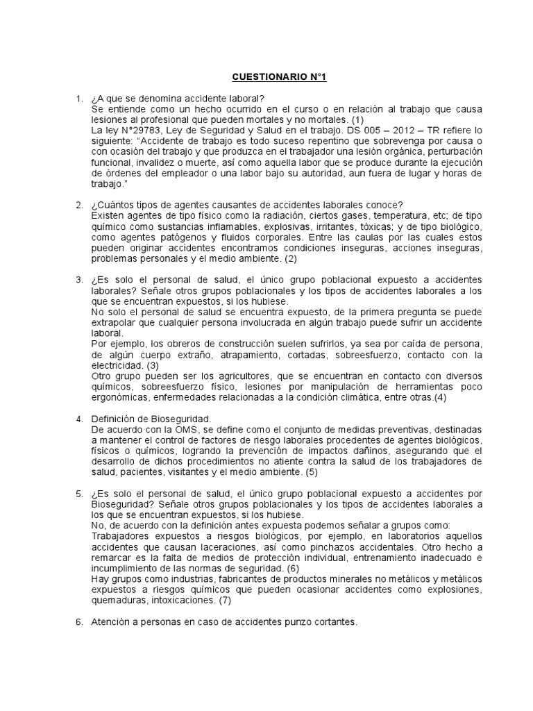 1-BIOSEGURIDAD Cuestionario | Descargar gratis PDF | Ciencias de la Salud | Epidemiología