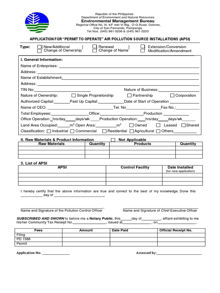 Application For Permit To Operate 2 Edit | PDF | Air Pollution | Economies