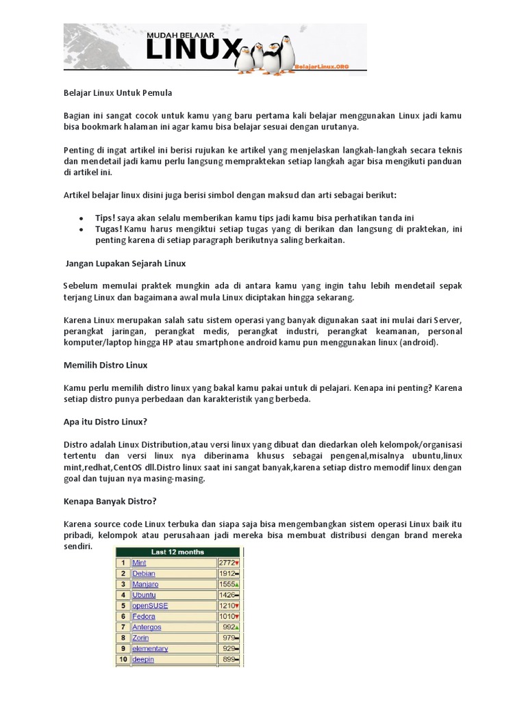 Belajar Linux Untuk Pemula | PDF