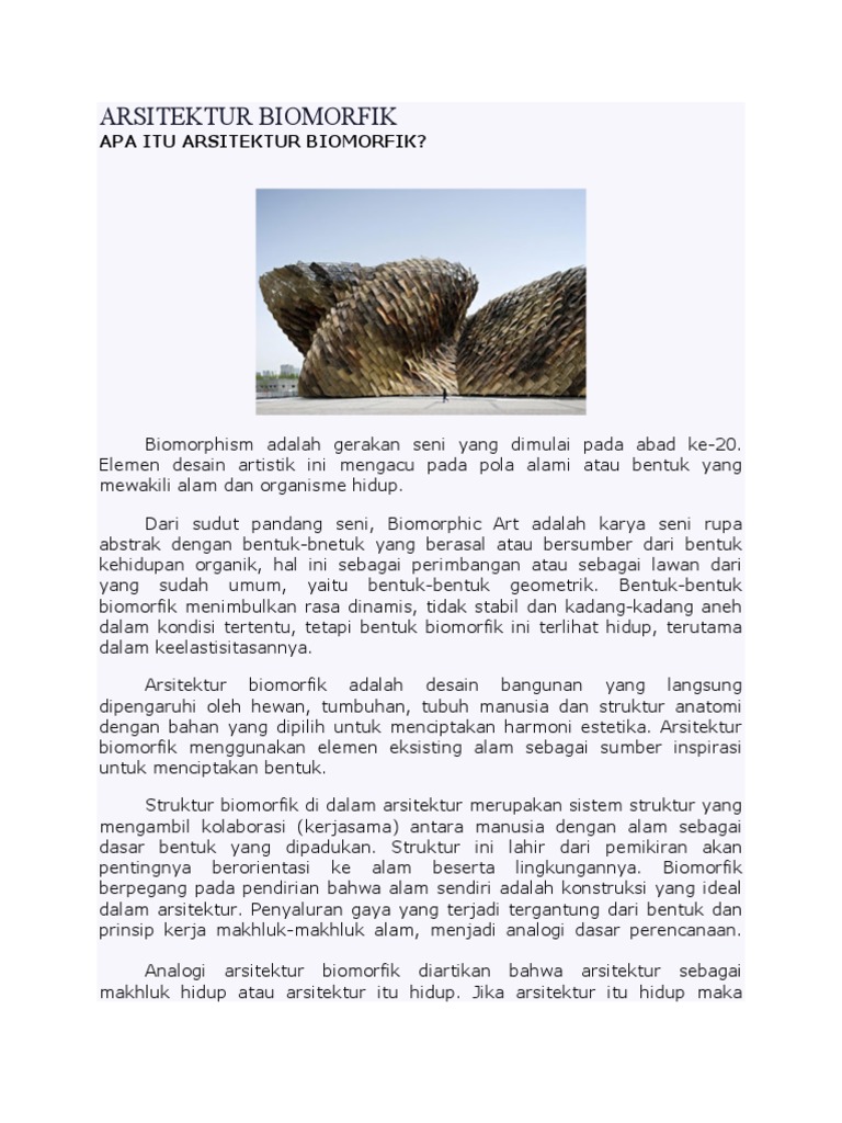 Arsitektur Biomorfik dan Inspirasi Alam | PDF | Seni