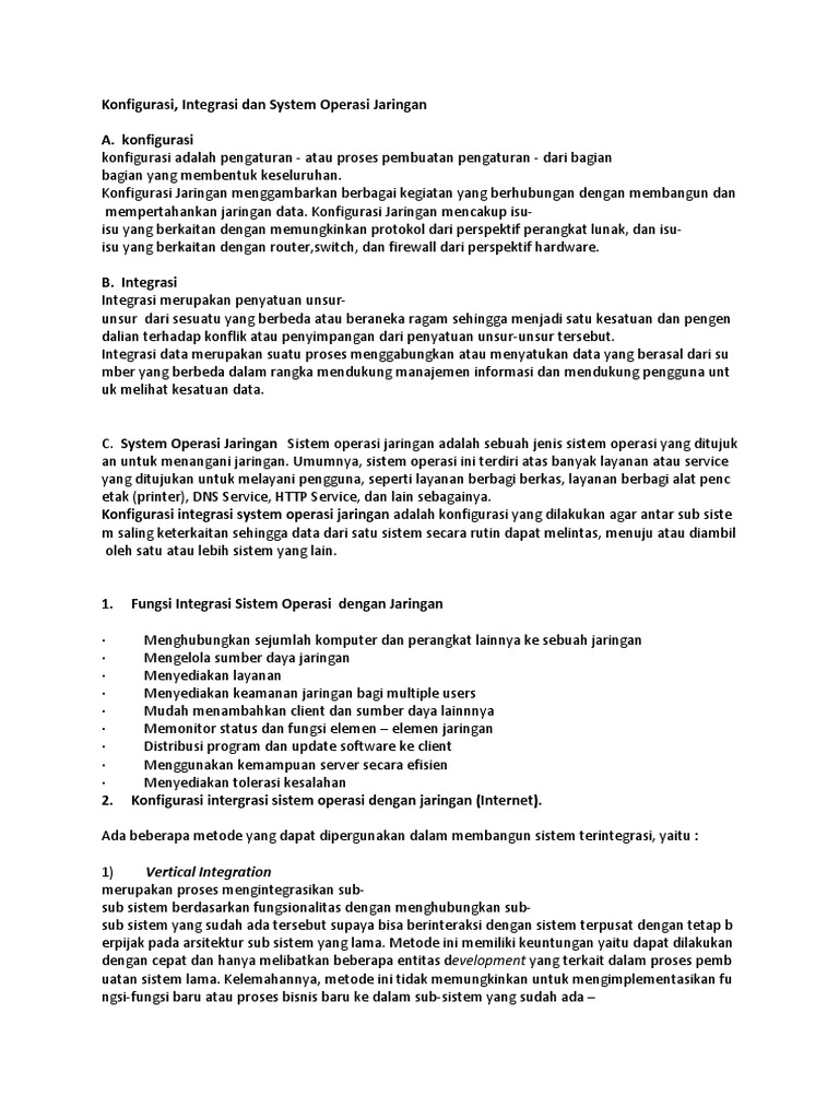 Konfigurasi, Integrasi Dan System Operasi Jaringan | PDF | Bisnis