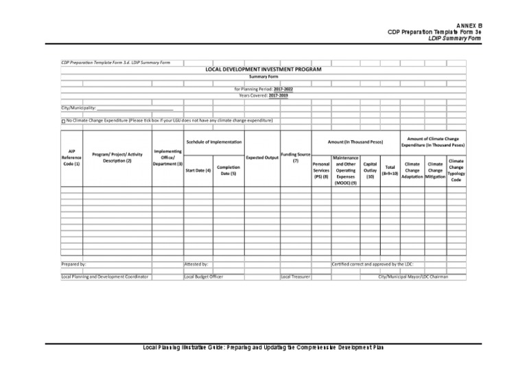 ANNEX B. Form 3e LDIP Summary Form | PDF