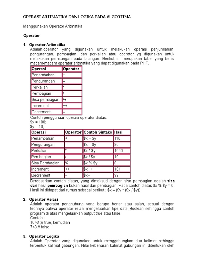 Operasi Aritmatika Dan Logika | PDF