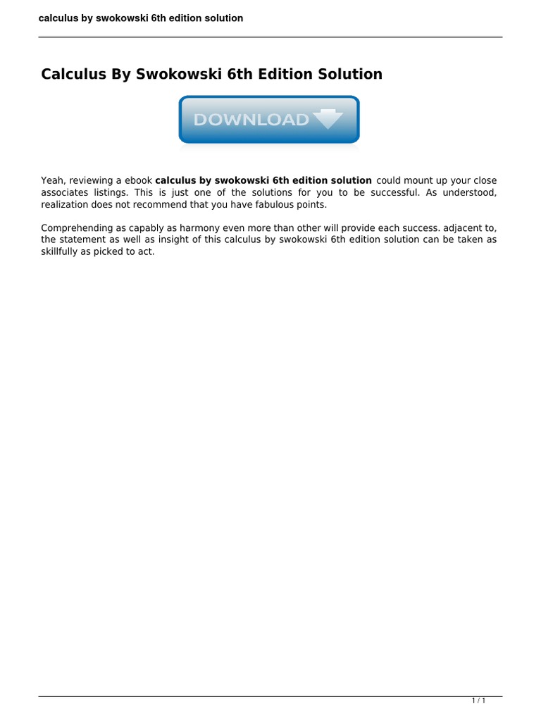 Calculus by Swokowski 6th Edition Solution | PDF