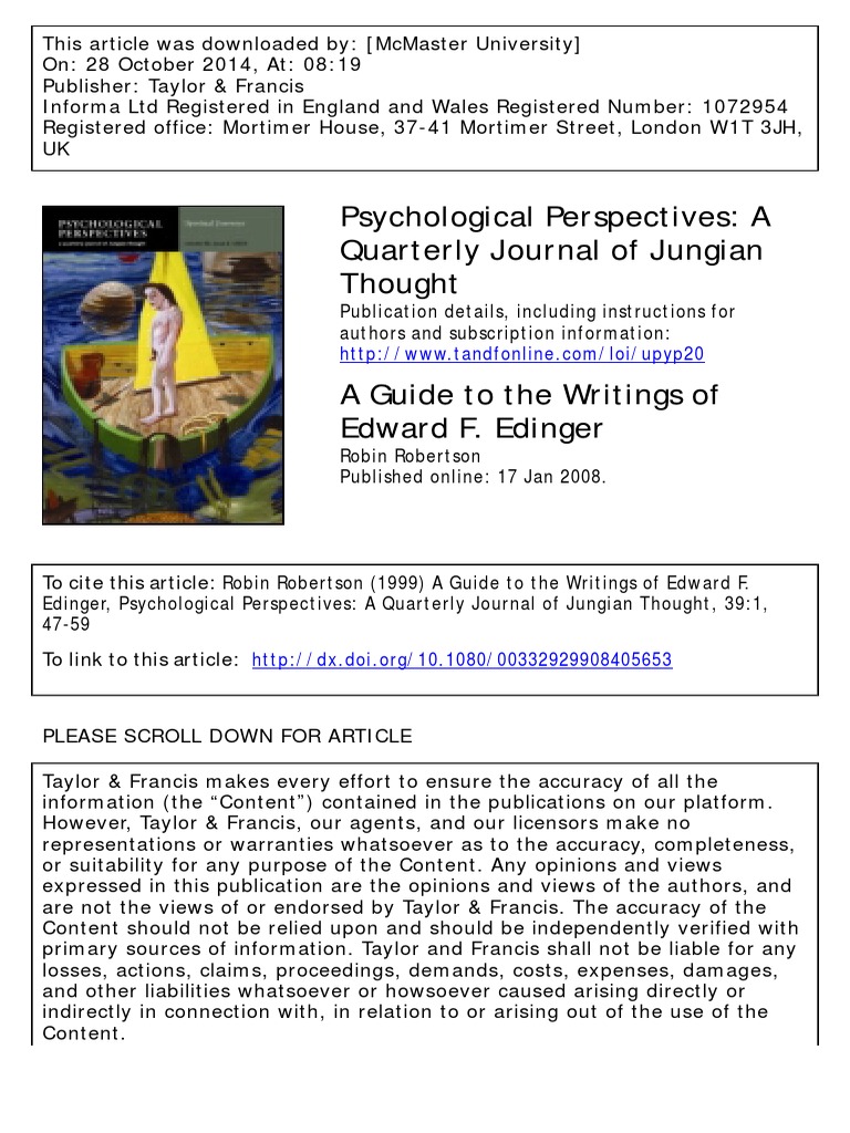 A Guide To The Writings of Edward Edinger | PDF | Carl Jung | Self