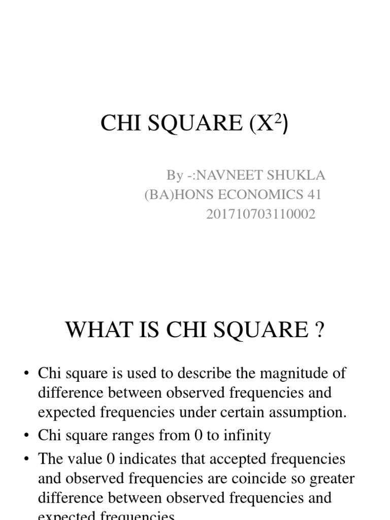 Chi Square (X) : by - :navneet Shukla (Ba) Hons Economics 41 ...