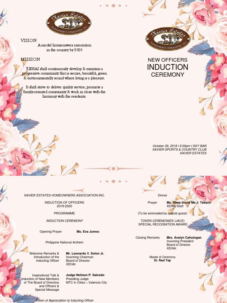 XEHAI Induction Ceremony 2019-2020 | PDF | Business